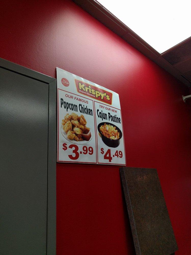 Menu au Krispy's Kajun Chicken fast food, Markham, Hwy 7