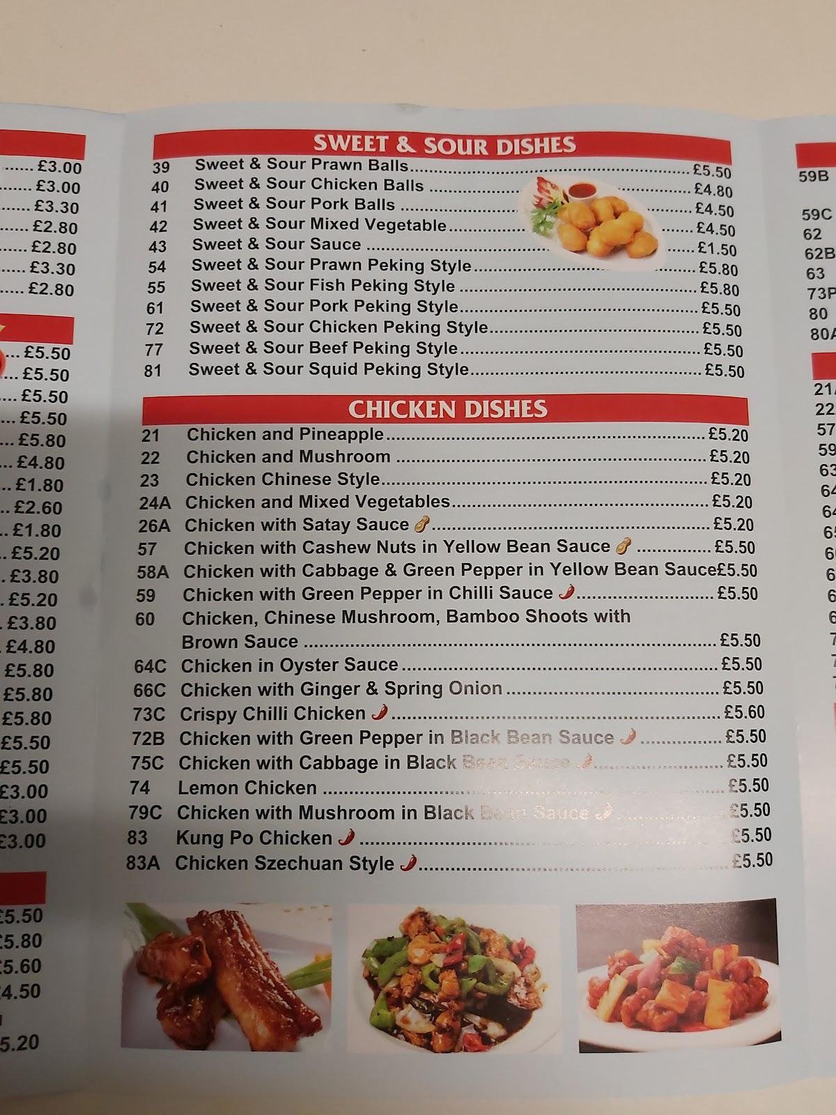 Menu at Man Hong fast food, Edgware