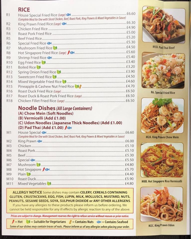 Menu at The Mandarin restaurant, Stowmarket, Stowmarket Rd