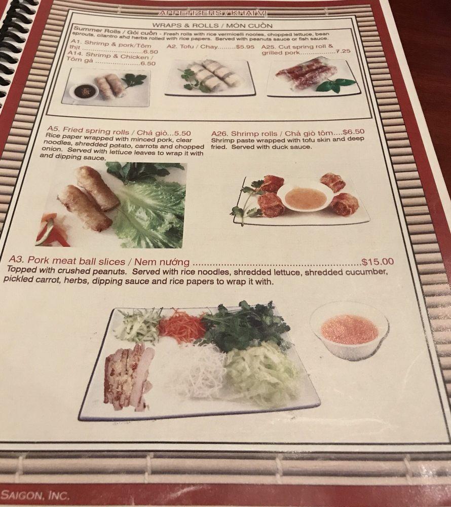 Menu at Noodle Saigon Restaurant, North Naples