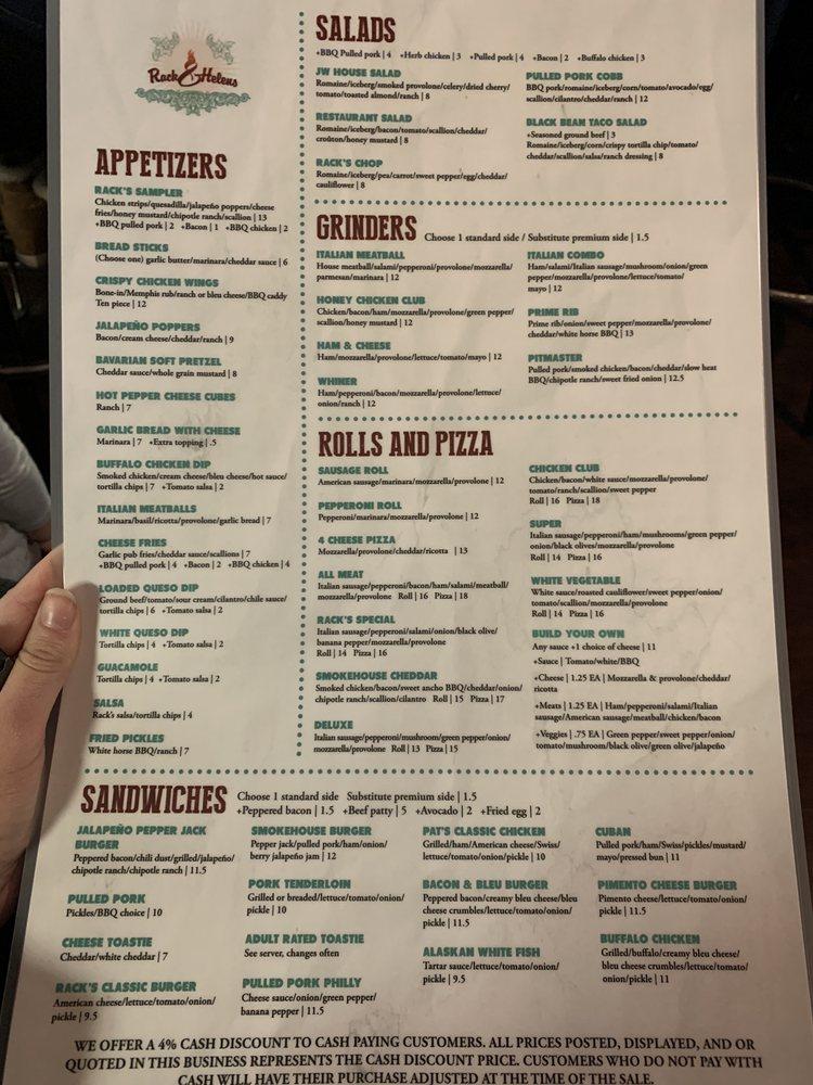 Menu at Rack & Helen's Bar and Grill, New Haven