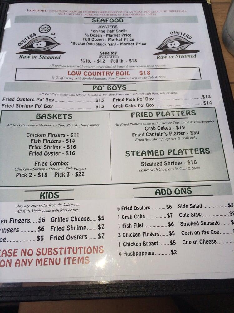 Menu at Bernie's Tybee Island pub & bar, Tybee Island