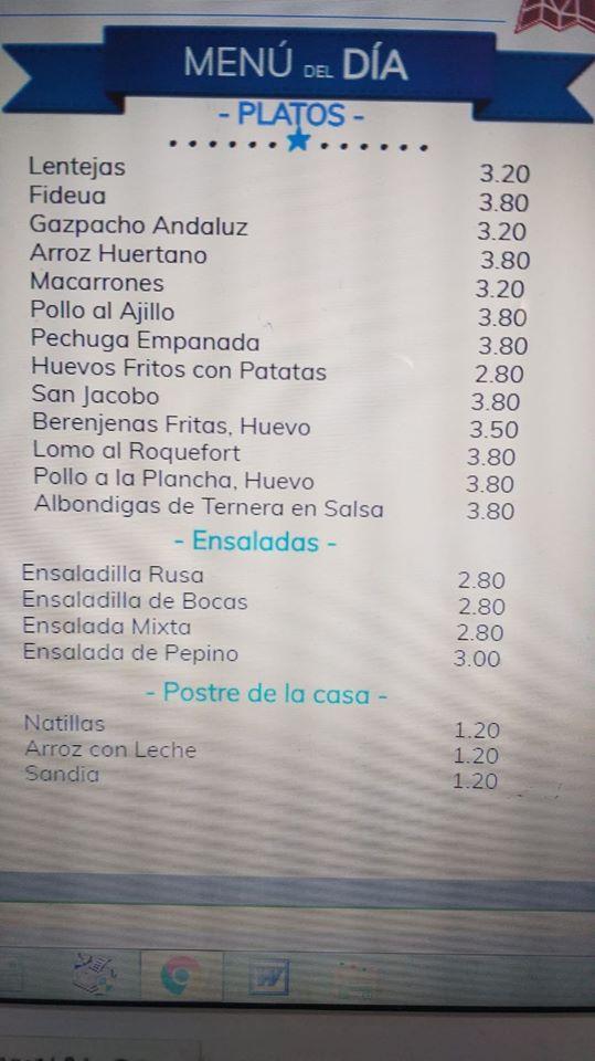 Menu at Buen Provecho restaurant, Murcia