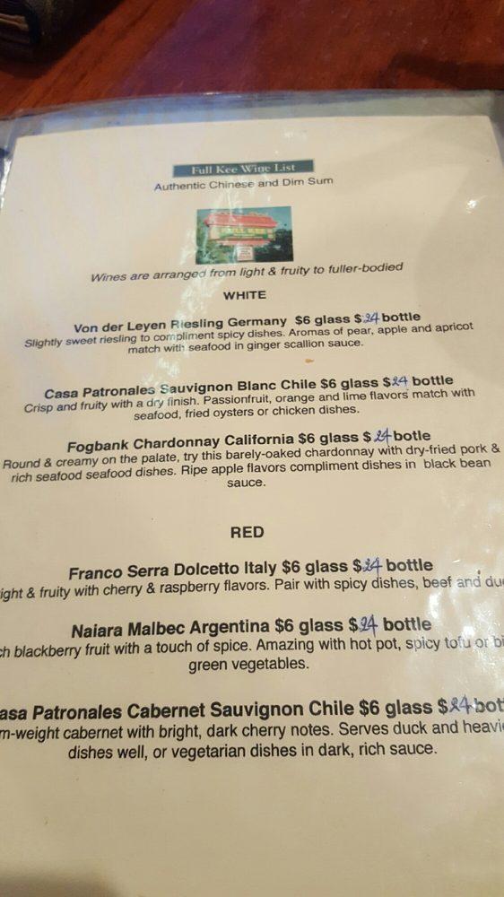 Menu at Full Kee Restaurant, Richmond