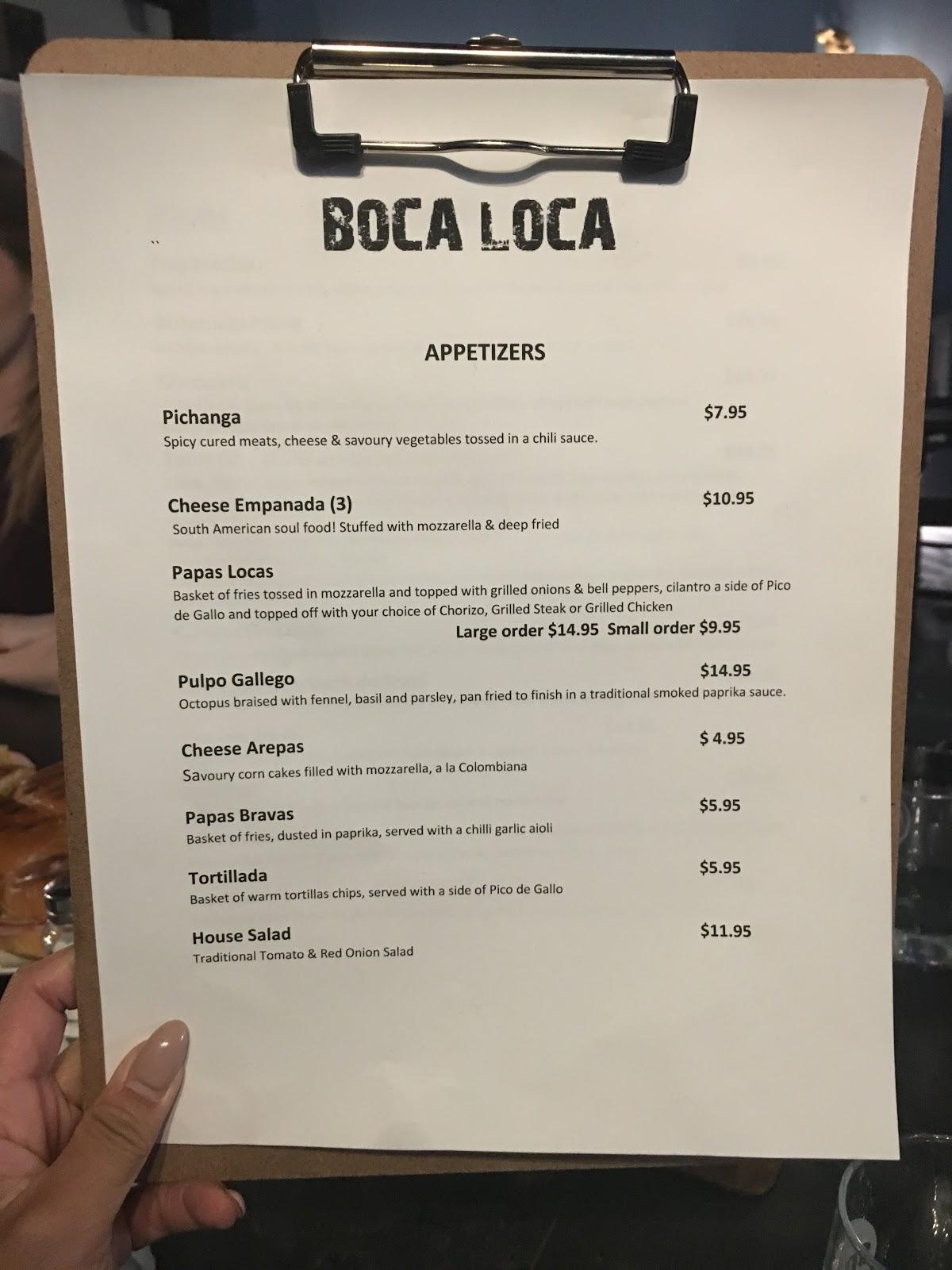 Menu at La Boca Loca - Latin Inspired Grill restaurant, Edmonton