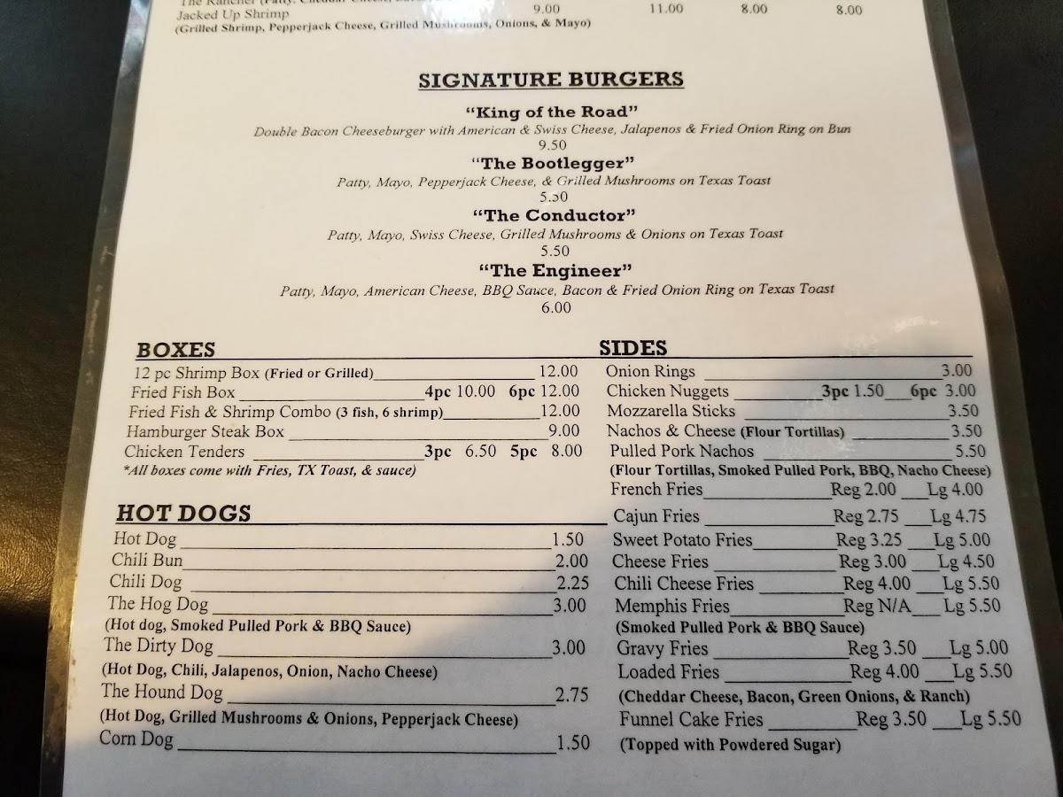 Menu at Pine Malt Stand restaurant, USA