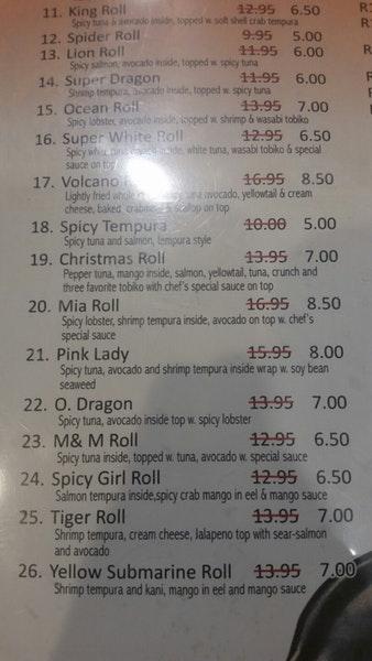 Menu at Uminoya Sushi & Hibachi Restaurant, Toms River