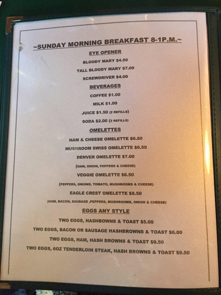 Menu at Eagle Crest Bar, Madison, Co Rd T