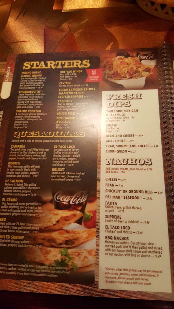 Menu at El Taco Loco Mexican Restaurant, Virginia Beach, Laskin Rd