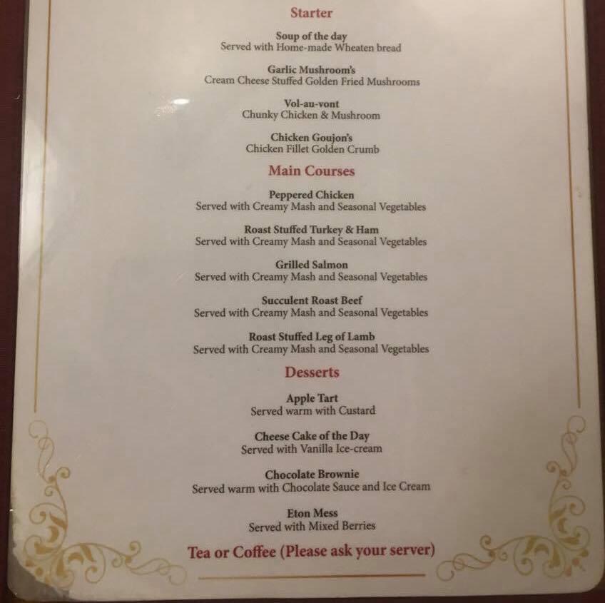 Menu at B and C Garvey pub & bar, England