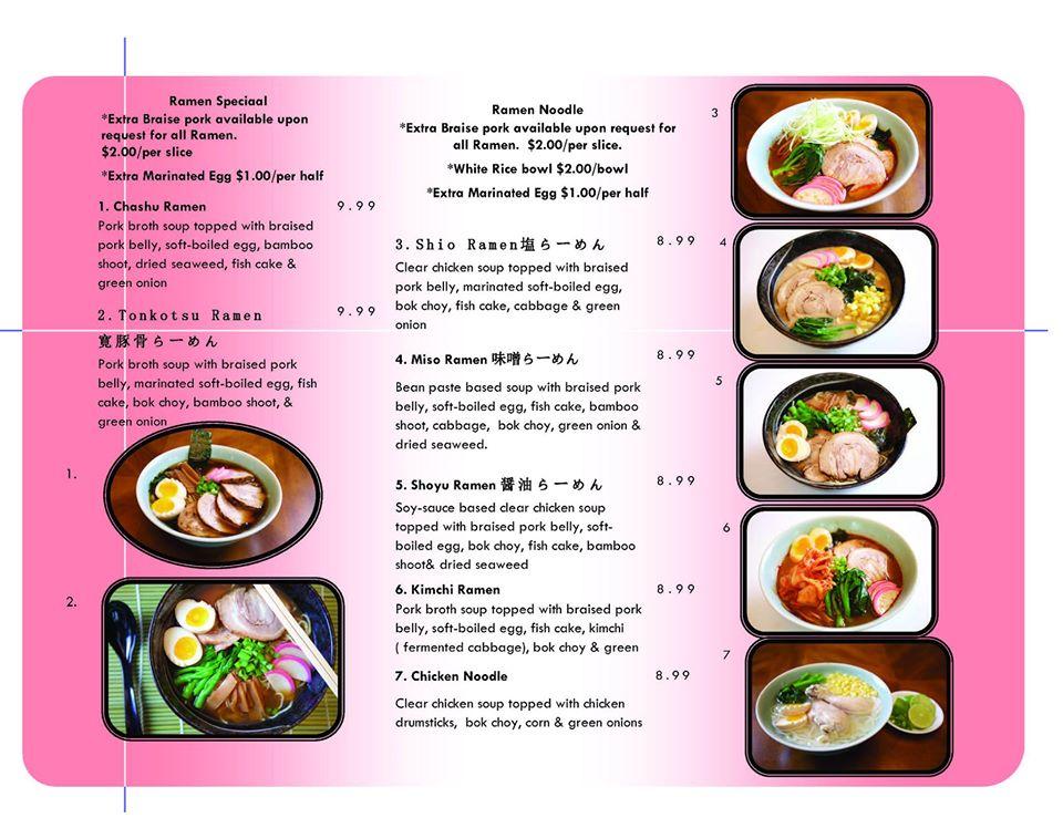 Menu at KAZUE Ramen & Sushi Bar, Gettysburg
