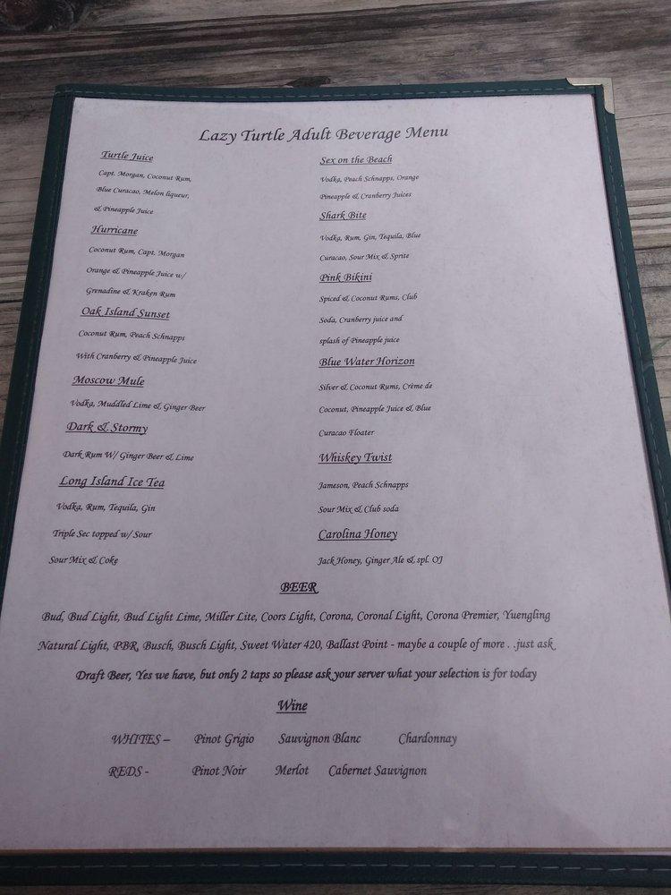 Menu at Lazy Turtle Bar & Grill, Oak Island