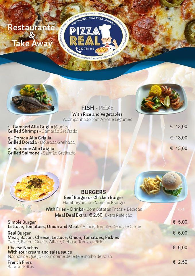 Menu at Pizza Real pub & bar, Praia da Luz
