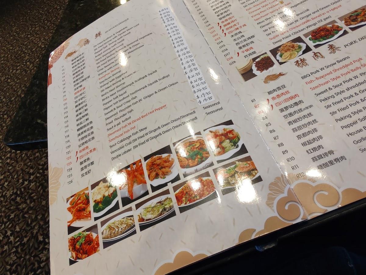 Menu at Beijing Legend restaurant, Ottawa