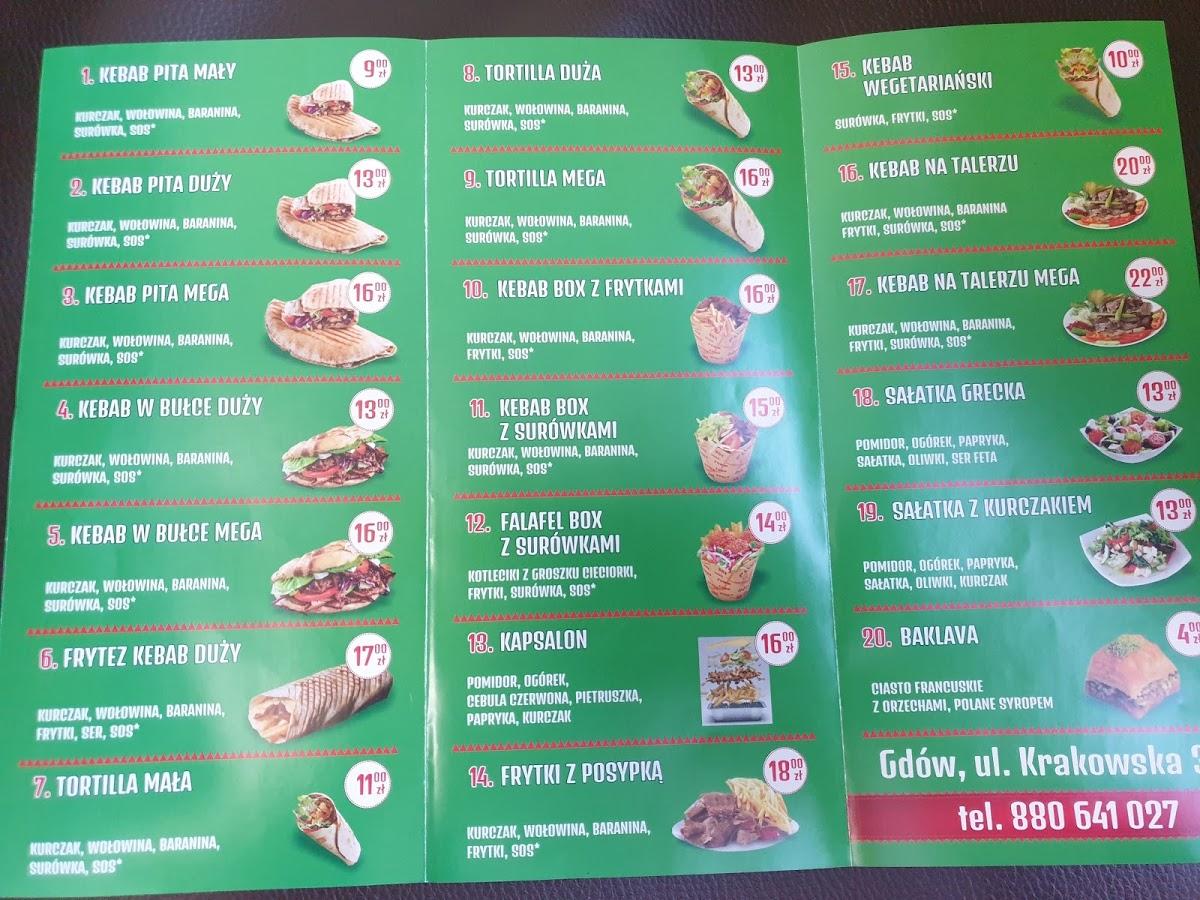 Menu at Bosphor DÖNER Kebab Gdów restaurant, Gdów