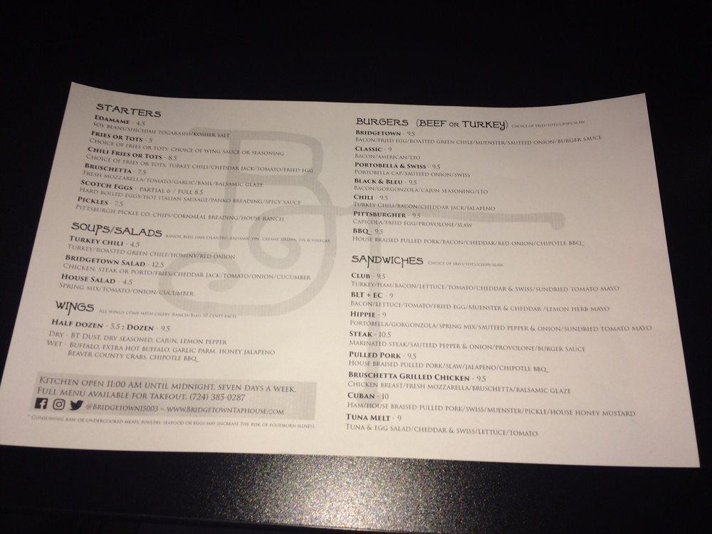 Menu at Bridgetown Taphouse pub & bar, Ambridge