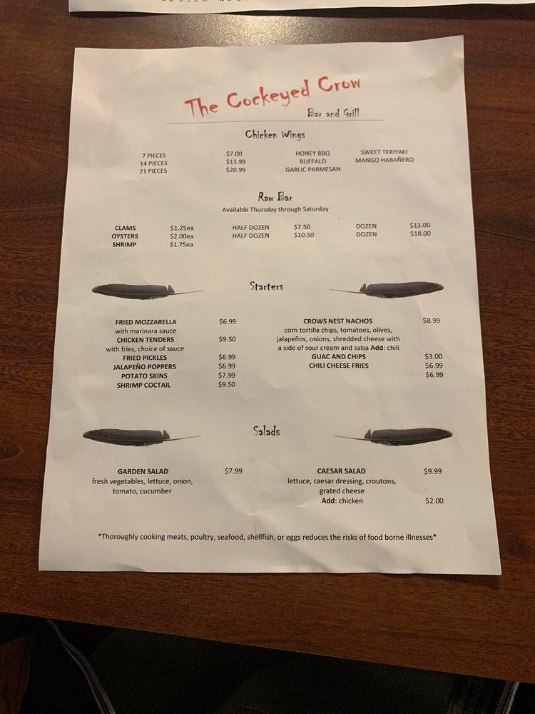 Menu at Cockeyed Crow Bar & Grill, North Haven