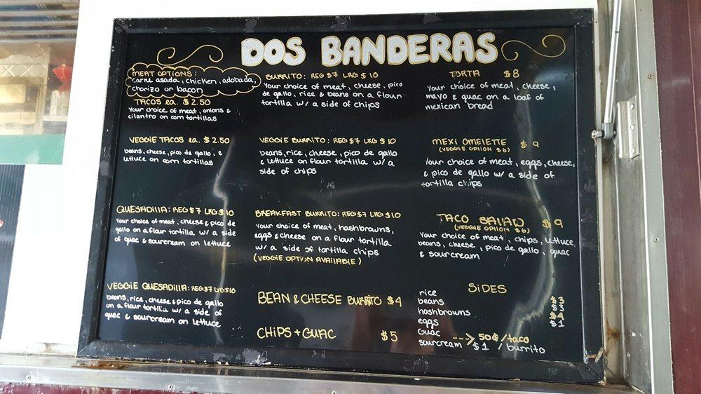 Menu at Dos Banderas restaurant, Eugene, 94 W Broadway