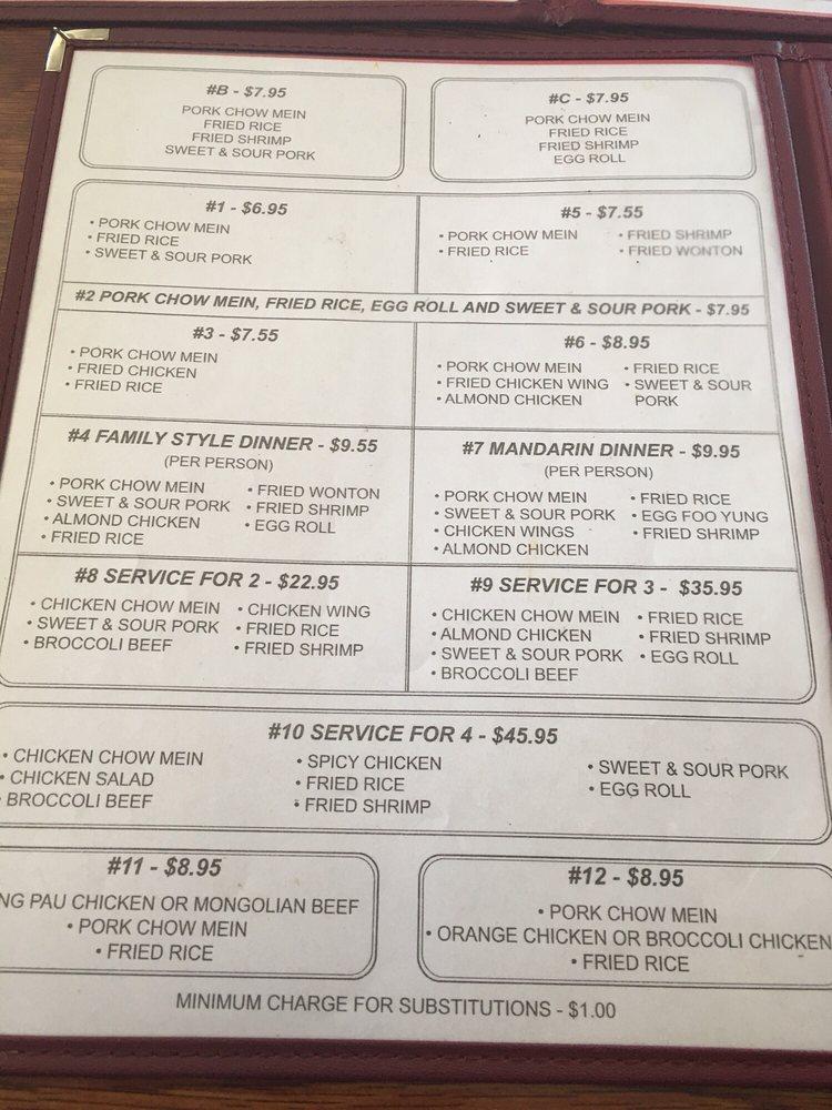 Menu at Hong Kong Restaurant, Kerman