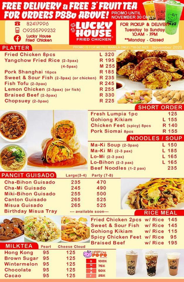 Menu at Lucky House Lumpia & Fried Chicken restaurant, Manila