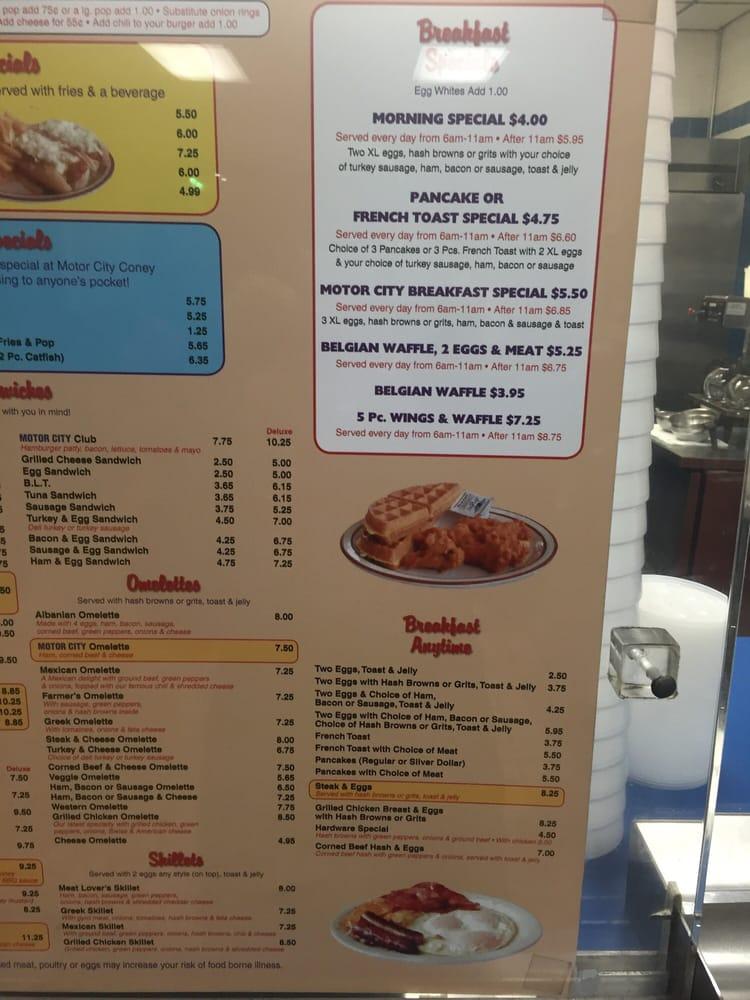 Menu at Motor City Coney Island Restaurant, Detroit