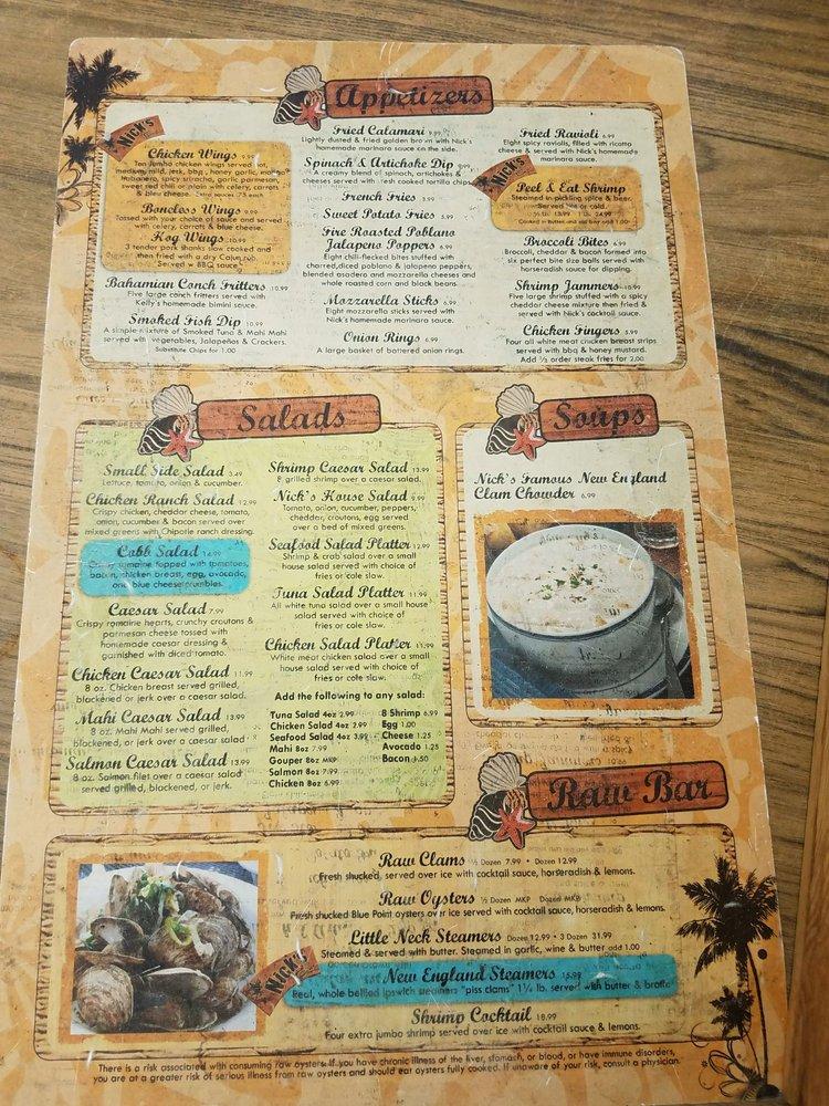 Menu at Nicks Bar & Grill, Hollywood