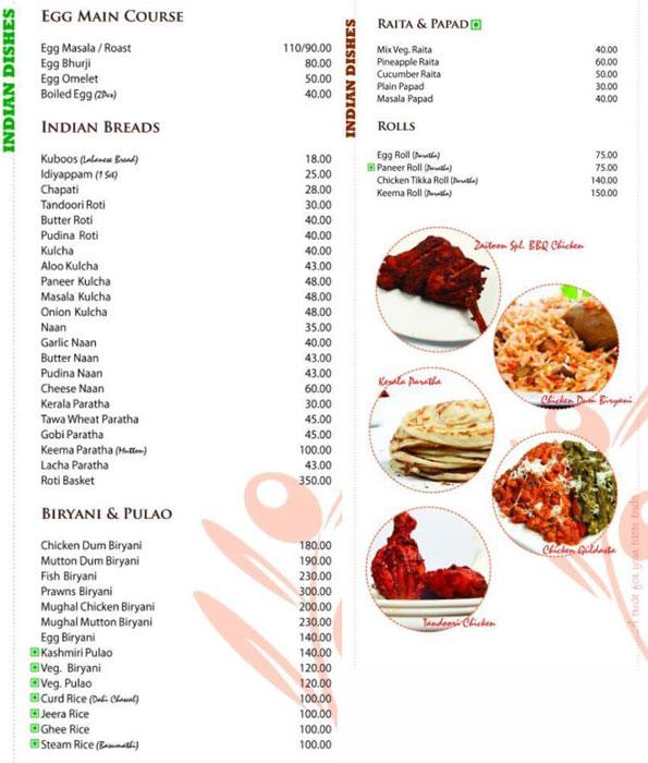 Menu at Zaitoon Restaurant, Royapettah, Chennai, 35
