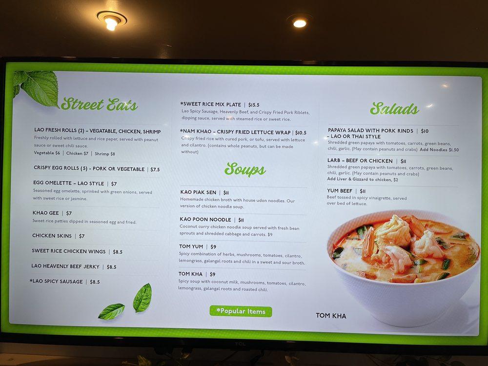 Menu at Sweet Rice restaurant, Tacoma