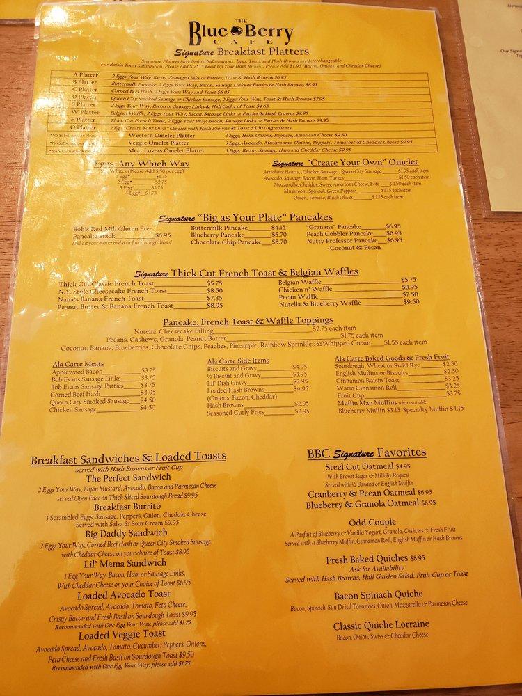 Menu at The Blue Berry Café Bellbrook desserts, Bellbrook