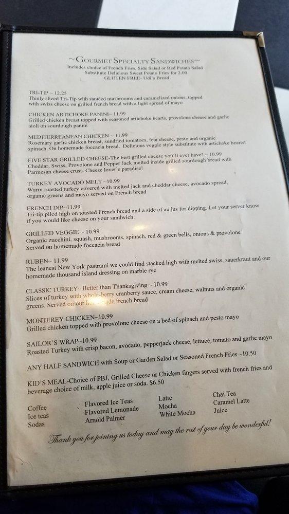 Menu at Toni's Courtyard Café cafe, Merced