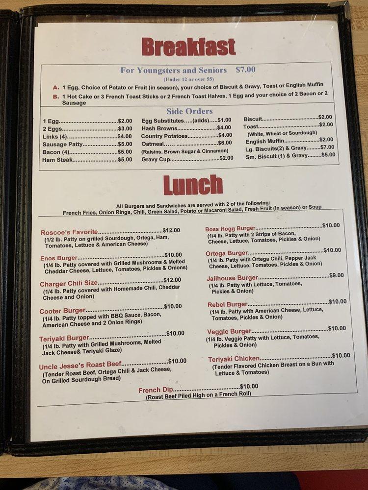 Menu at Boss Hogg's Country Kitchen restaurant, Farmersville