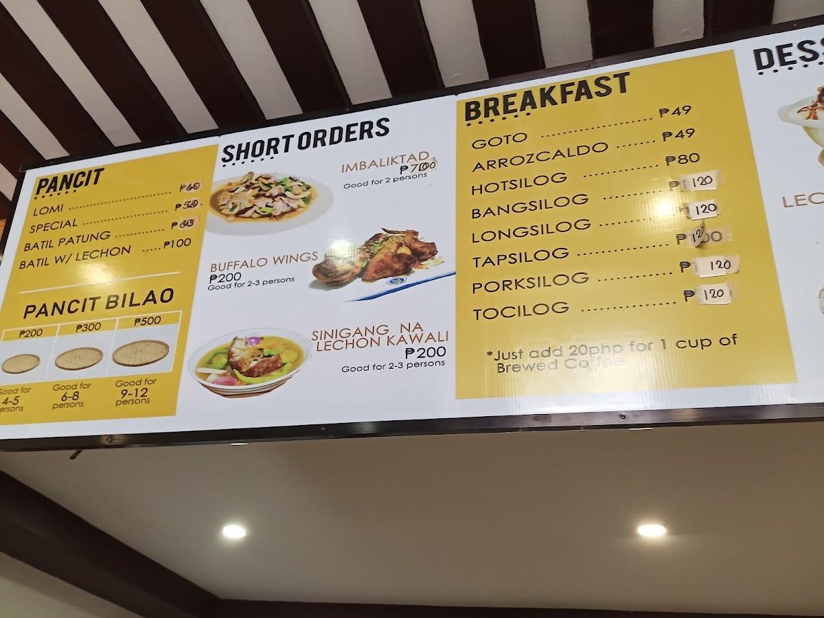 Menu at Emilia's Kitchenette restaurant, Tabuk