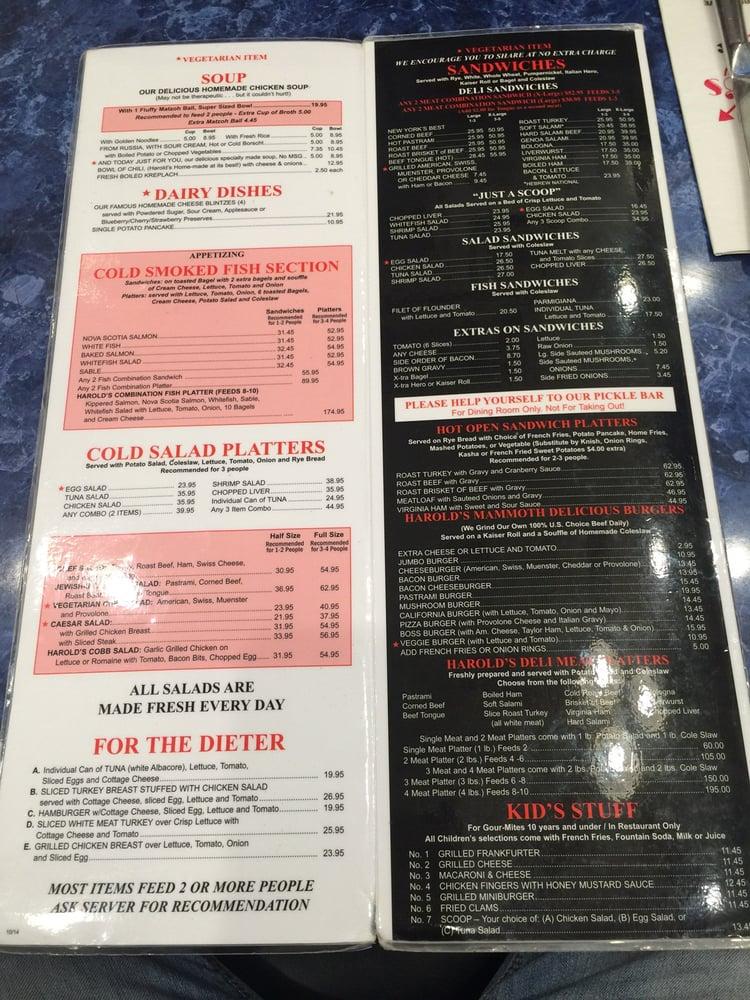 Menu at Harold's New York Deli restaurant, Edison, King Georges Post Rd