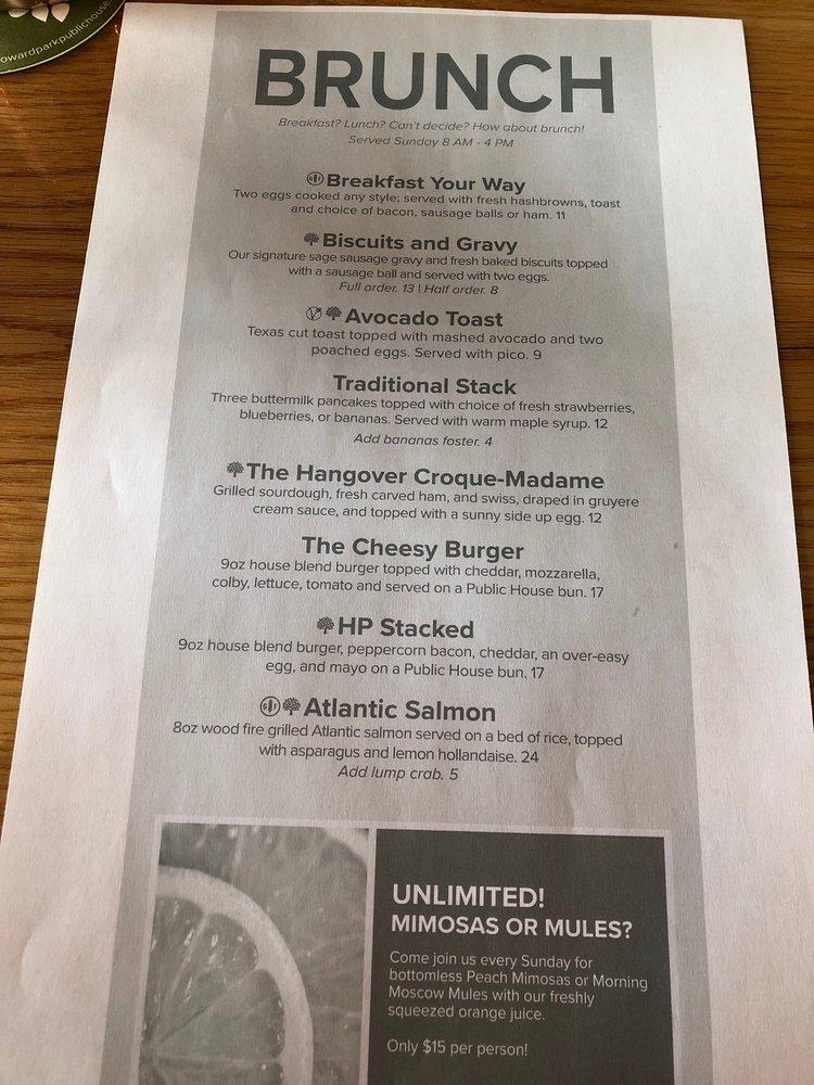 Menu at Howard Park Public House, South Bend