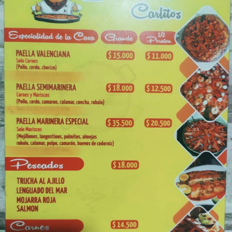 Menu at La Paella De Carlitos restaurant, Bogotá, Cl. 63a Bis #68f-83