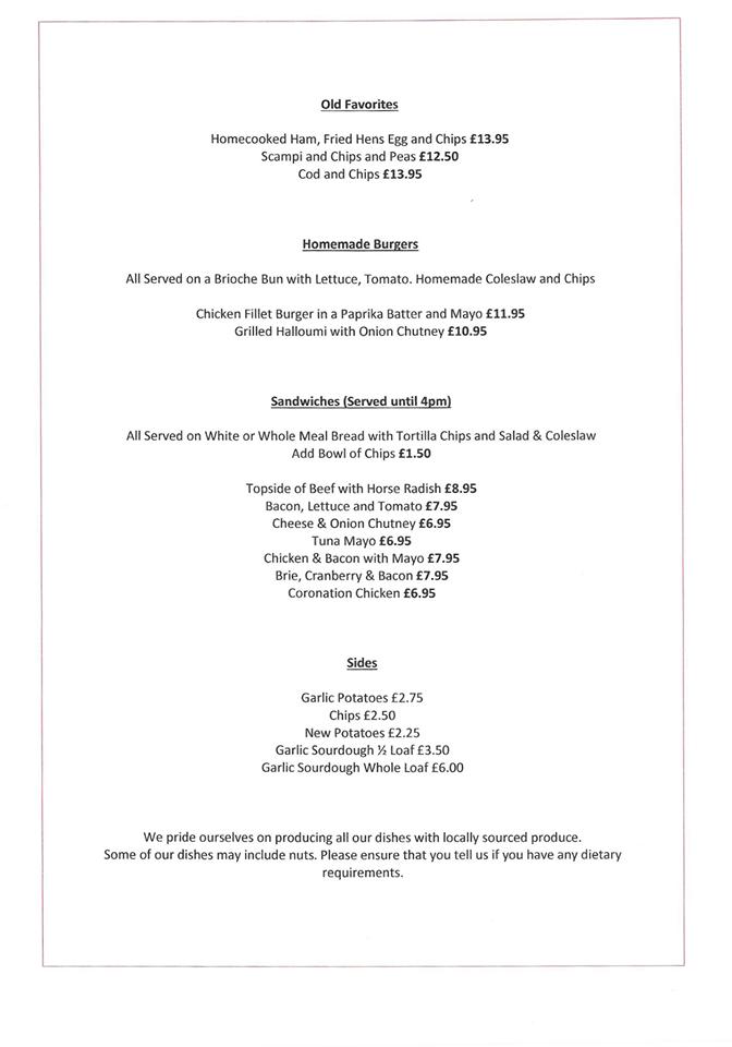 Menu at Lamphey Hall Hotel pub & bar, Pembroke