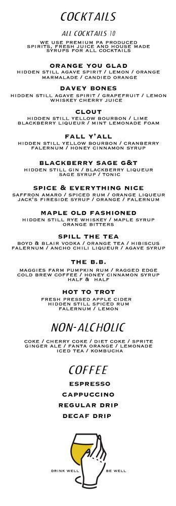 Menu at The Core Kitchen at Atomic Dog Cidery restaurant, Gettysburg