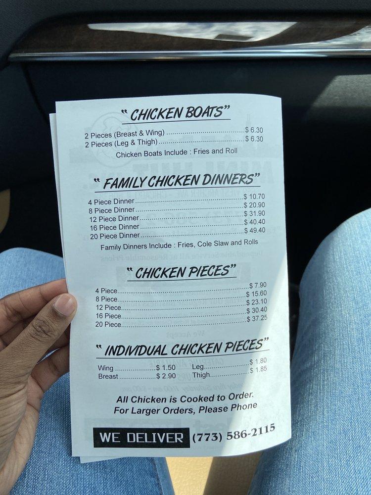 Menu at Mini Hut fast food, Chicago, W Archer Ave