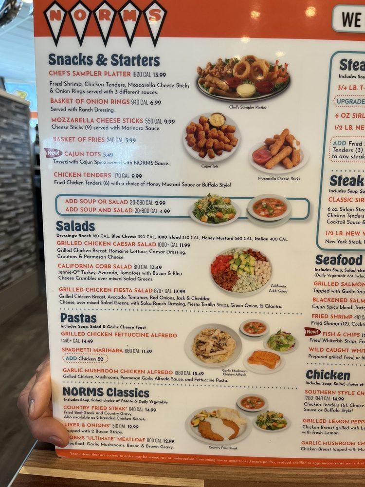 Menu at NORMS Restaurant, Rialto, W Renaissance Pkwy