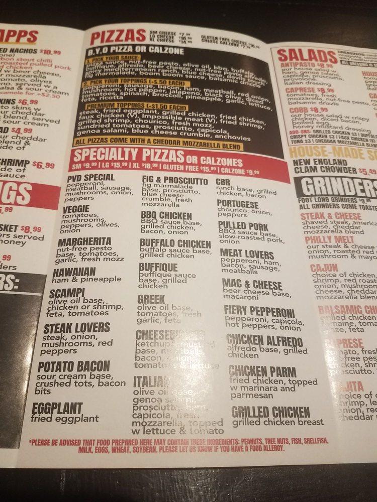 Menu at PVD Pizza pizzeria, Providence