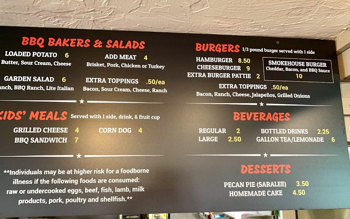 Menu at Ray's BBQ, Norman