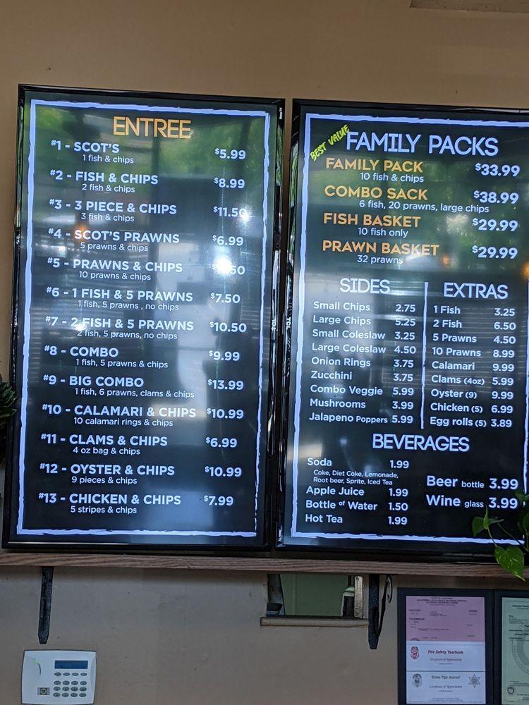 Menu at Louise's Fish & Chips restaurant, Livermore