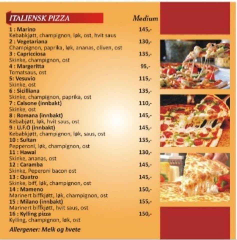 Menu at Ringebu Pizza Og Kebab restaurant, Ringebu