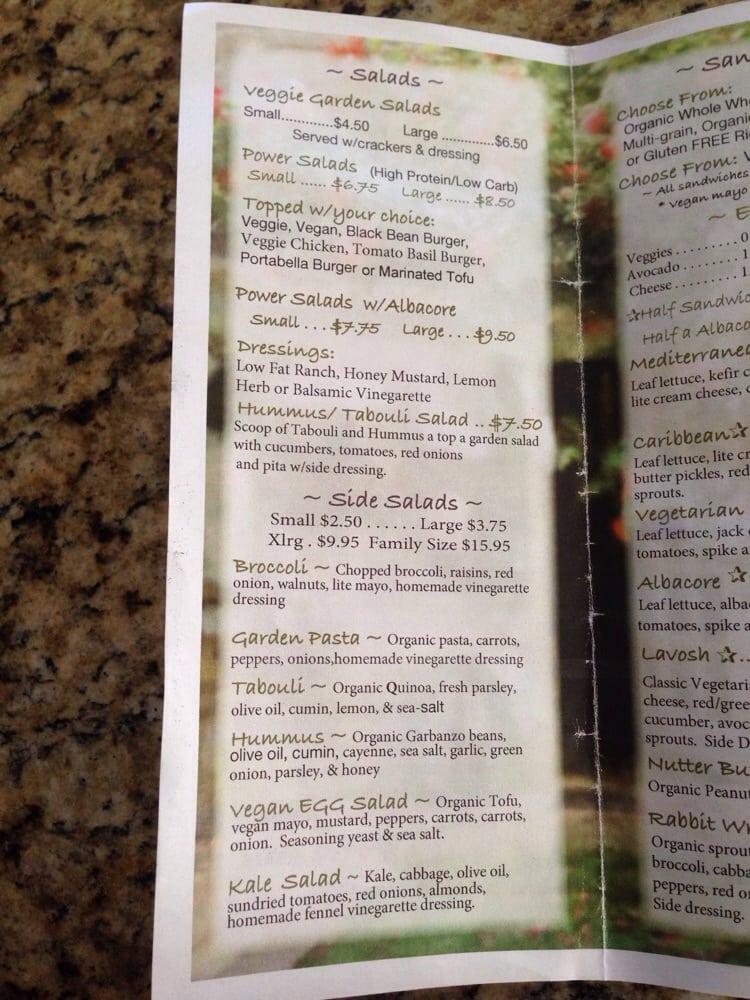 Menu at Watson's Veggie Garden cafe, Visalia