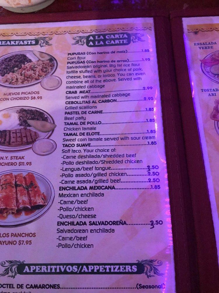 Carta de Abi Azteca Grill & Bar, Arlington