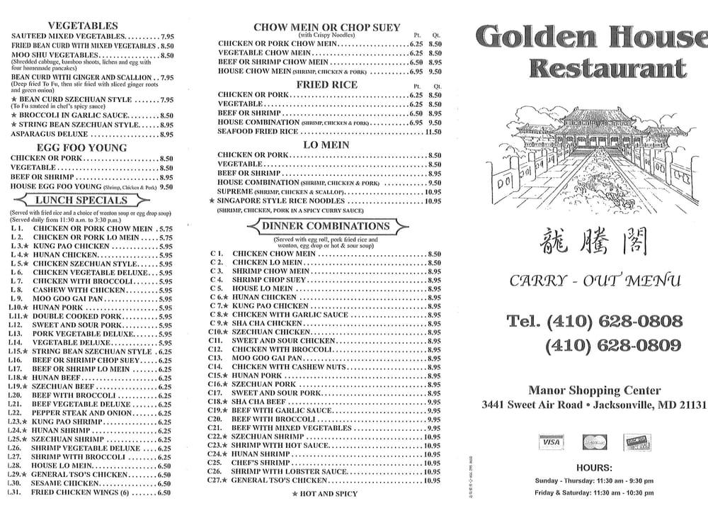 Menu at Golden House Restaurant, Fallston