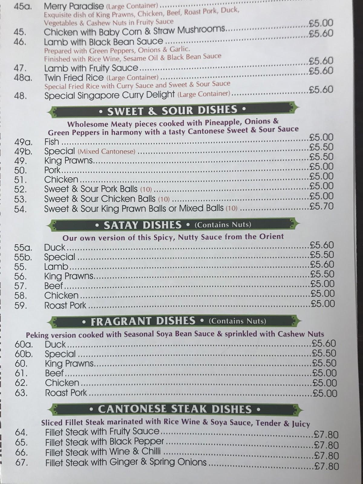 Menu at Jade House Chinese Takeaway fast food, Burton upon Trent