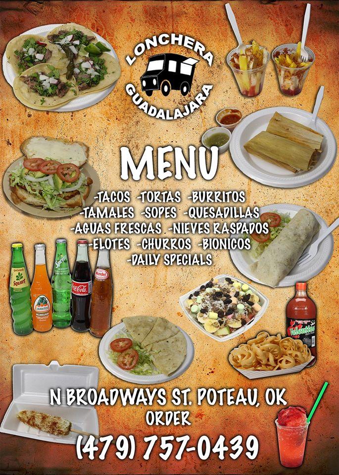 Menu at Lonchera Guadalajara restaurant, Poteau