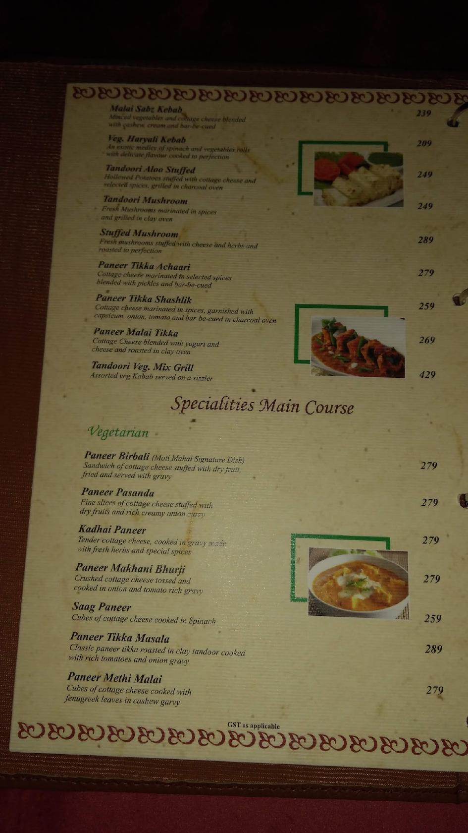 Menu at Moti Mahal Delux-Restaurant, Deoghar