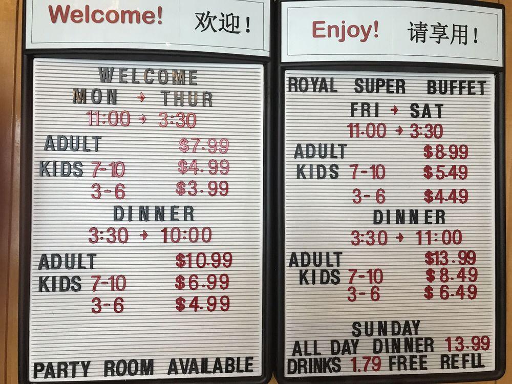 Menu at Royal Super Buffet restaurant, Gulfport
